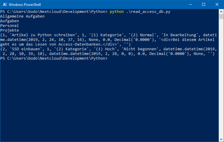 Access-Daten mit Python lesen – Bodos Blog